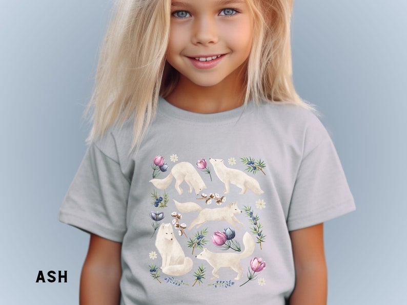 Kids Cute White Fox Shirt, Arctic Fox Lover T-shirt, Cute Youth ...