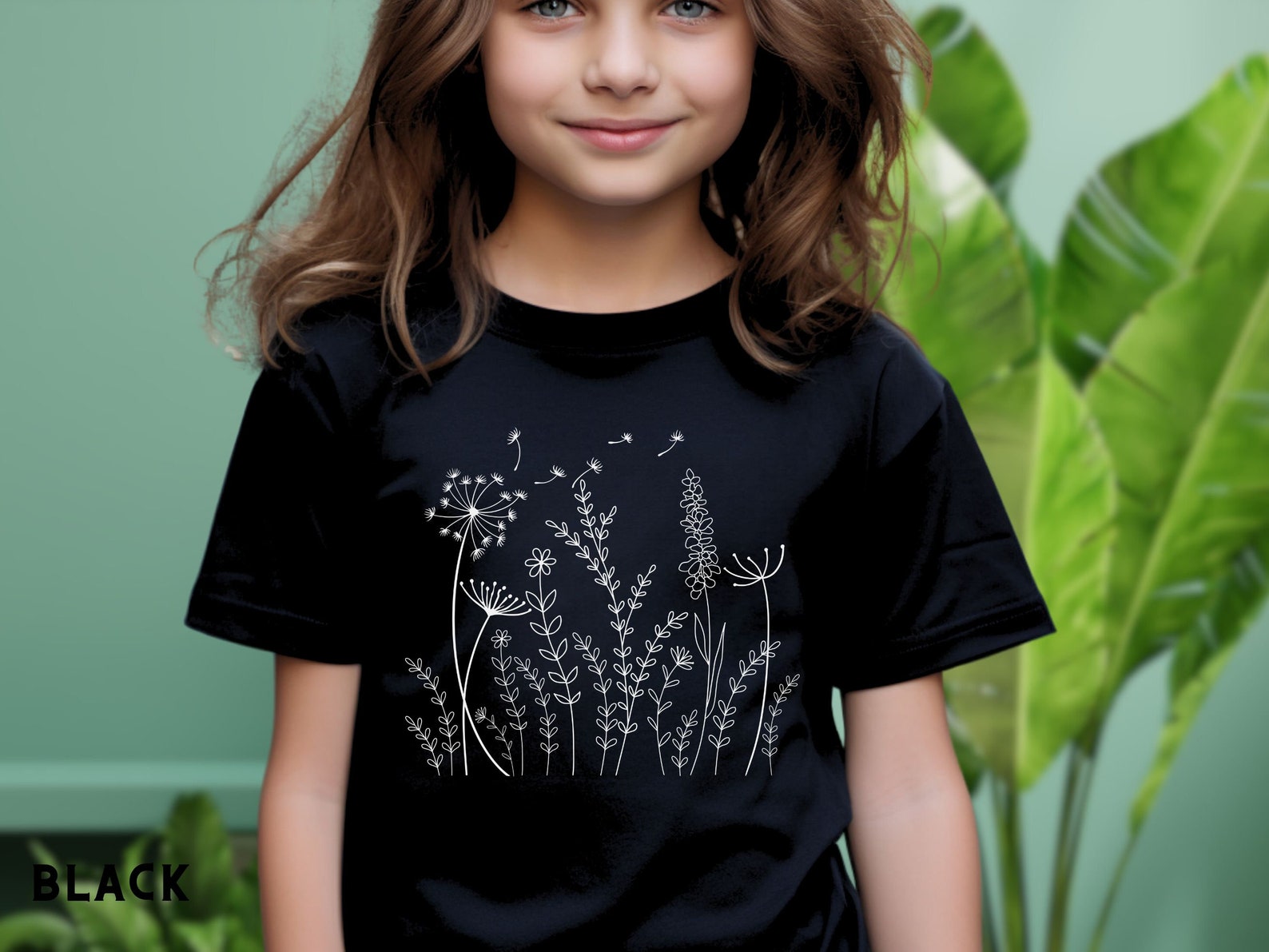 Kids Floral Shirt, Simple Wildflowers T-shirt, Gift for Daughter, Cute ...