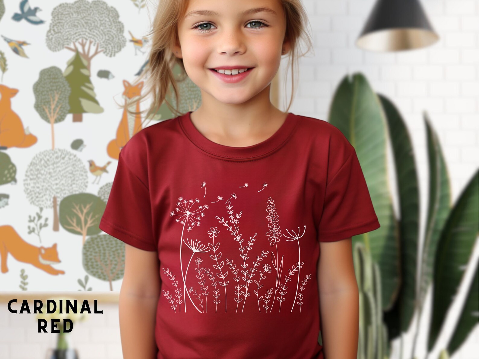 Kids Floral Shirt, Simple Wildflowers T-shirt, Gift for Daughter, Cute ...