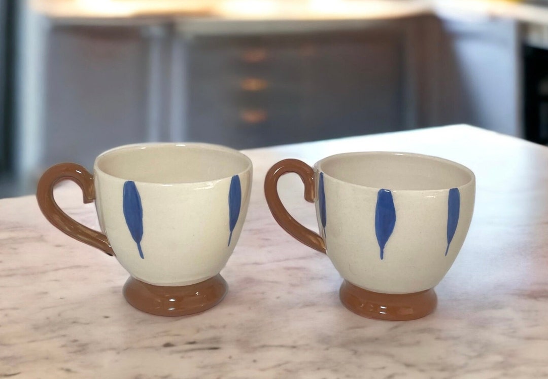Hand-painted Ceramic Tea Mug: Nordic Style Pottery With Flared Handle ...