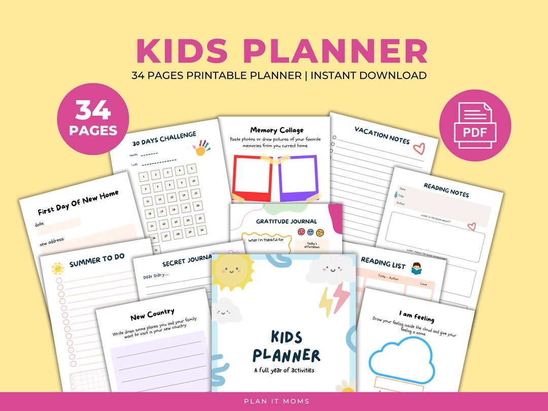 Kids Planner, for Kids, Kids Chore Chart, Homeschool Planner, Academic ...