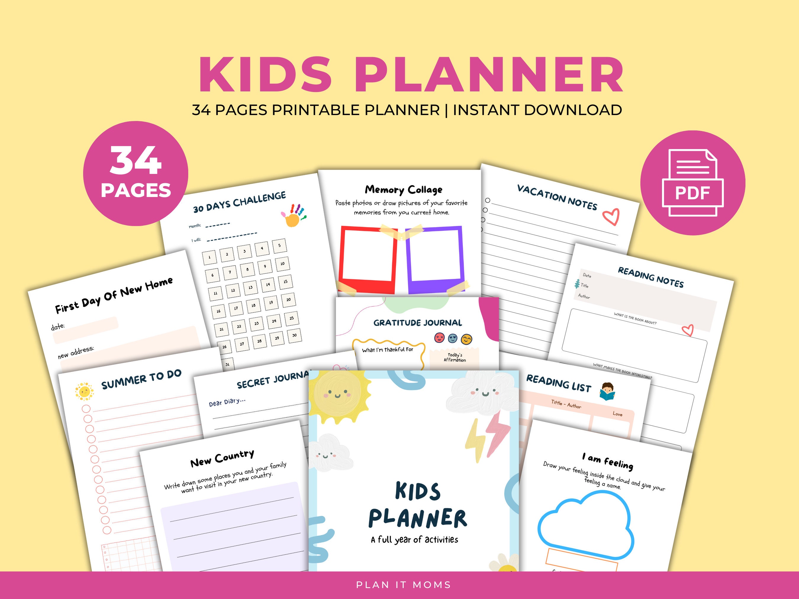 Kids Planner, for Kids, Kids Chore Chart, Homeschool Planner, Academic ...