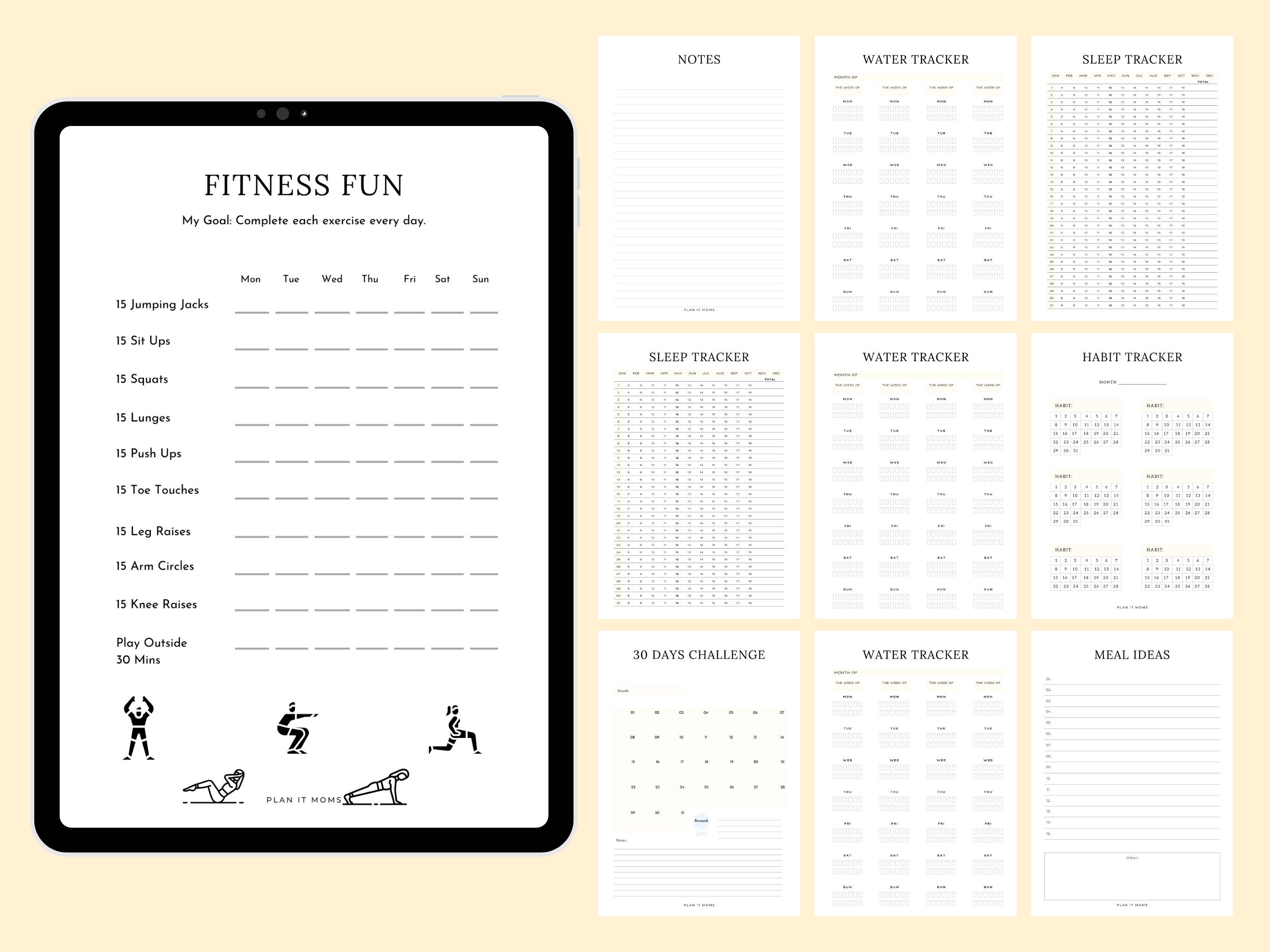 Fitness Planner, Fitness Journal, Fitness Tracker, Fitness, Digital ...