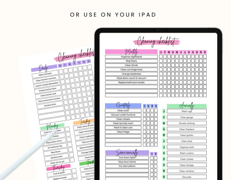 Cleaning Schedule, Printable Cleaning Checklist, Cleaning Planner ...