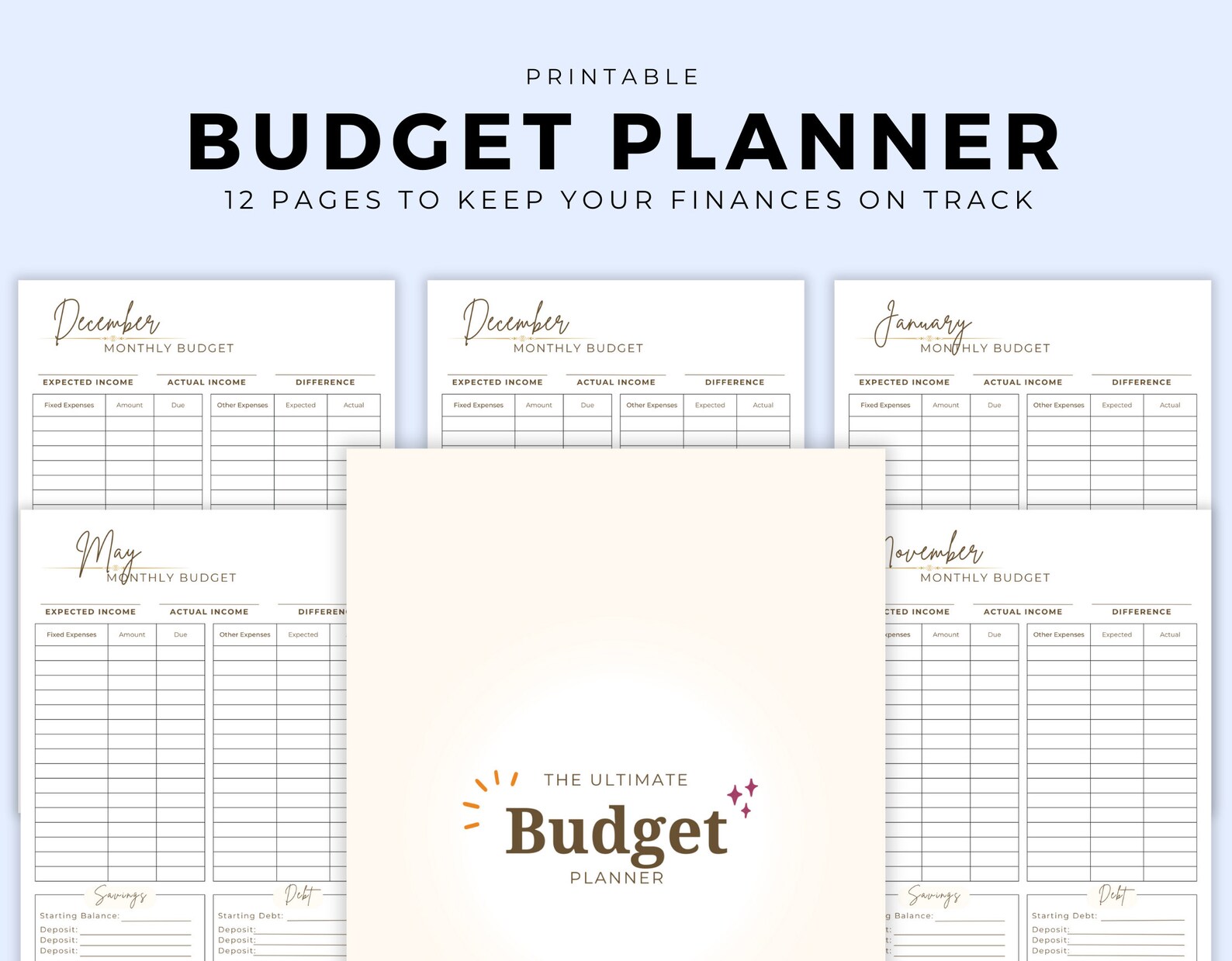 Monthly Budget Tracker Printable , Expenses Tracker Printable, Debt ...