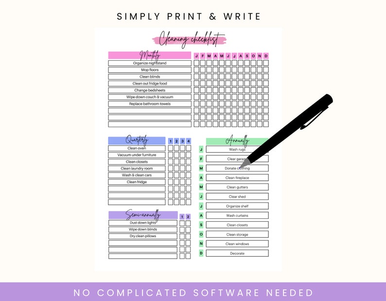 Cleaning Schedule, Printable Cleaning Checklist, Cleaning Planner ...