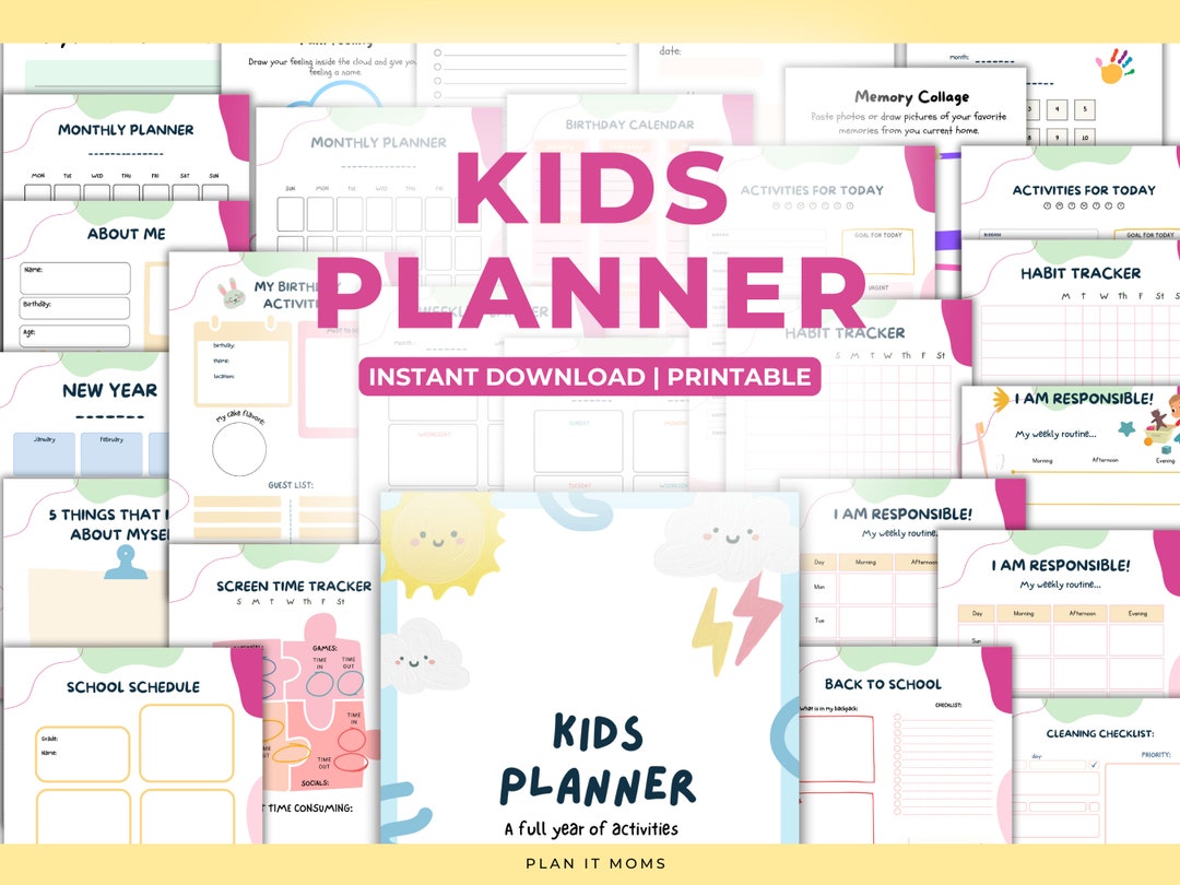 Kids Planner, for Kids, Kids Chore Chart, Homeschool Planner, Academic ...