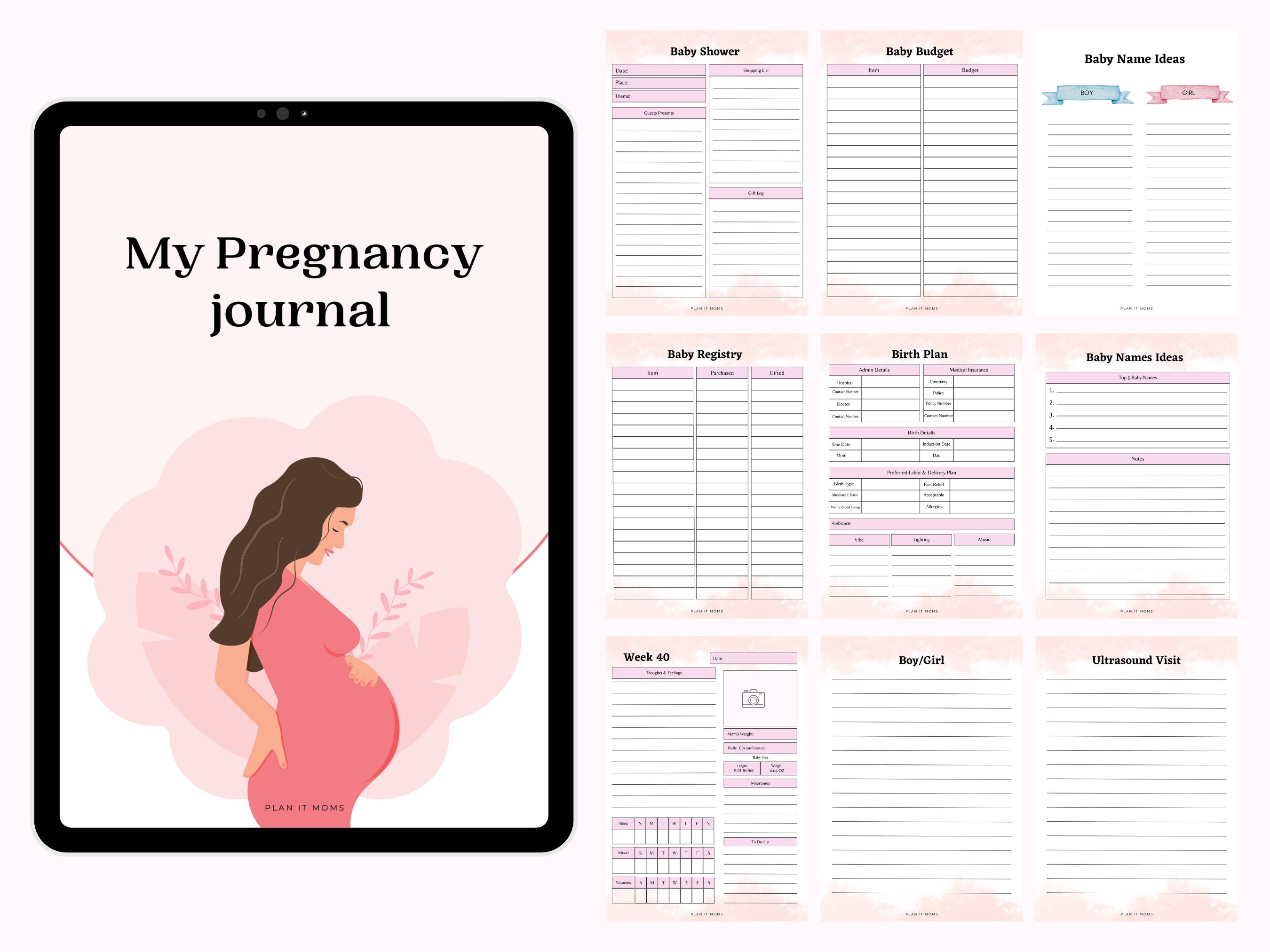 Pregnancy Journal, Pregnancy Planner, Birth Plan, Birth Plan Template ...