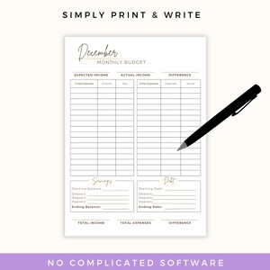 Monthly Budget Tracker Printable , Expenses Tracker Printable, Debt ...