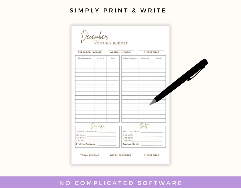 Monthly Budget Tracker Printable , Expenses Tracker Printable, Debt ...