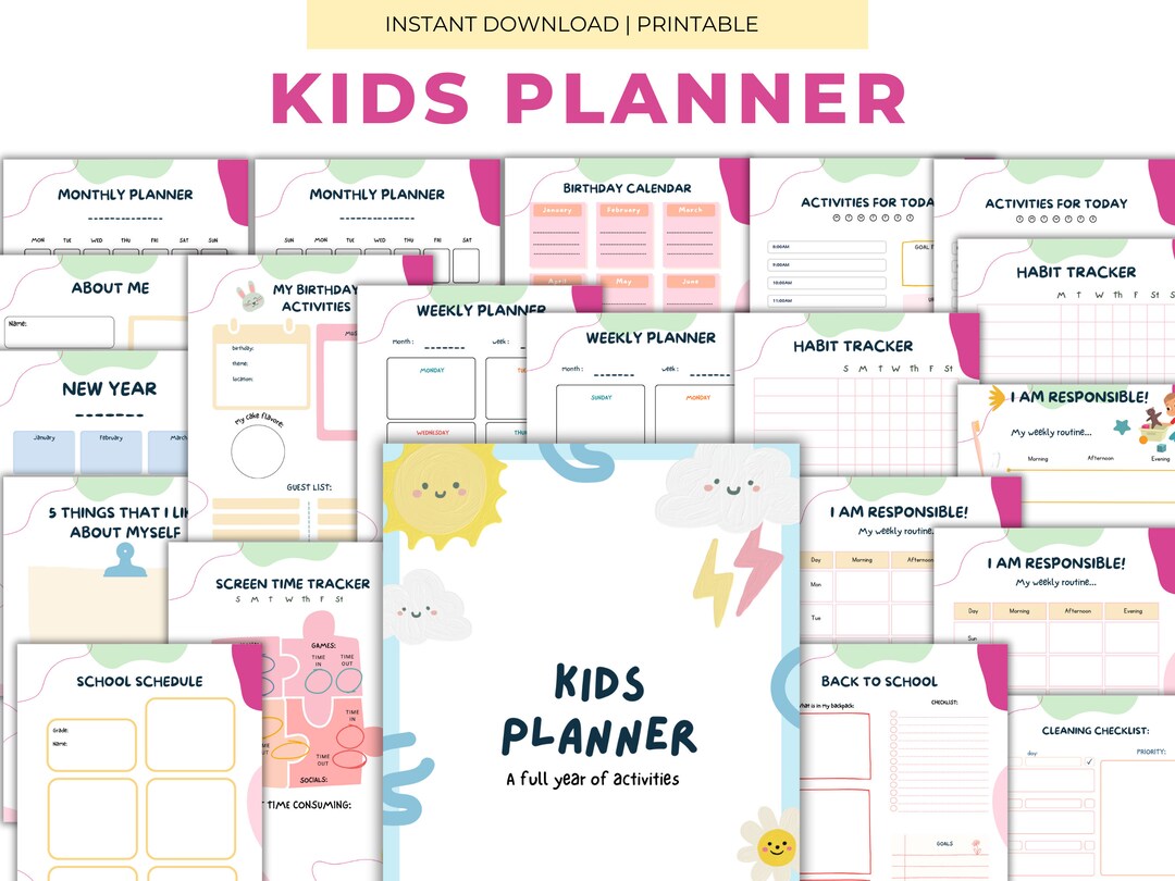 Kids Planner, for Kids, Kids Chore Chart, Homeschool Planner, Academic ...