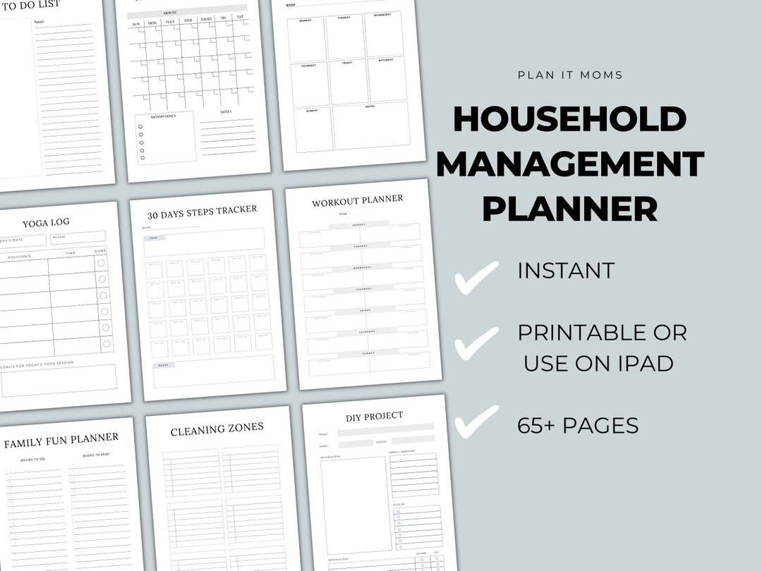 Household Management Planner, Printable Household Management Binder ...
