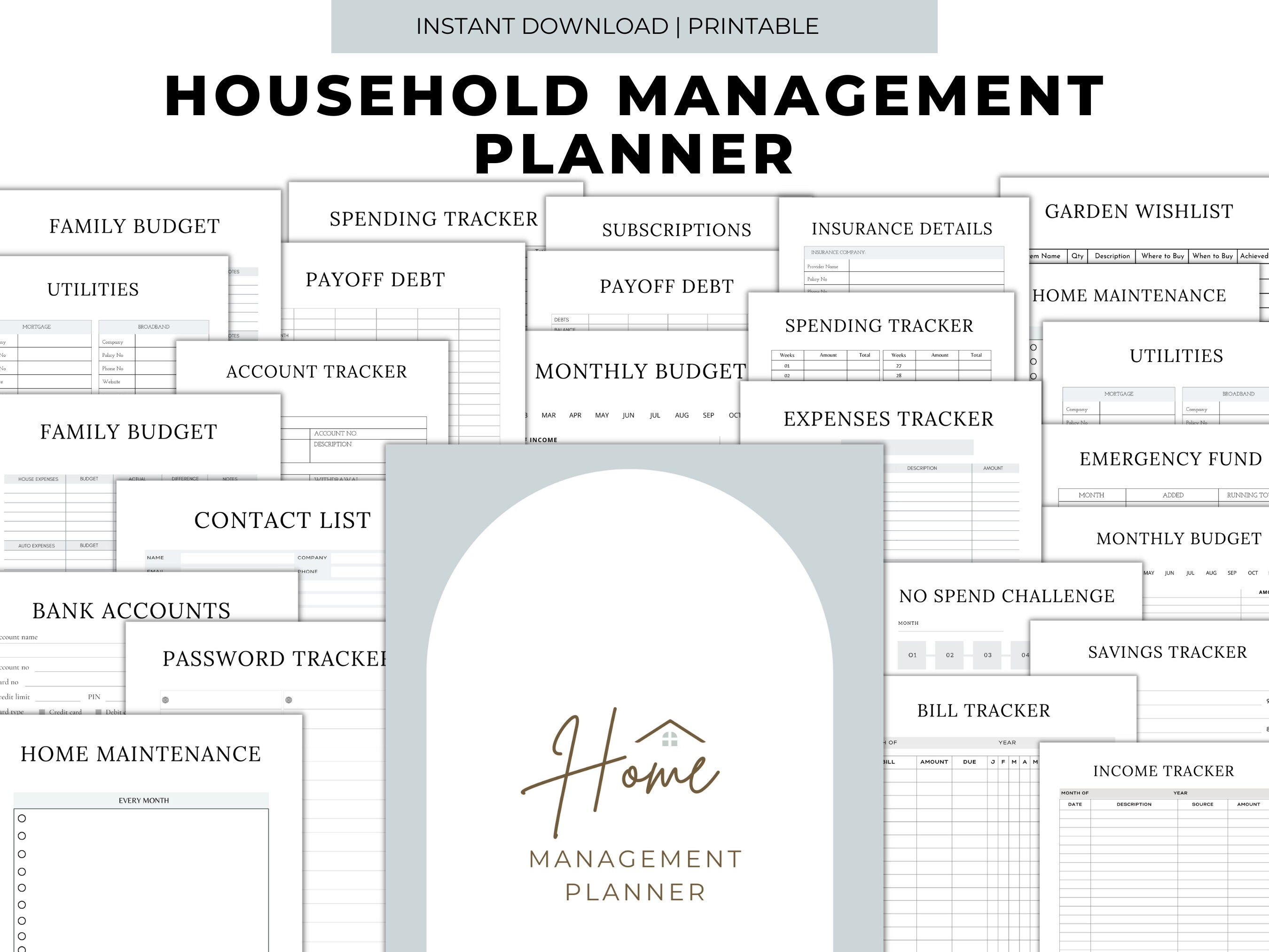 Printable Household Management Binder, Household Management Planner ...