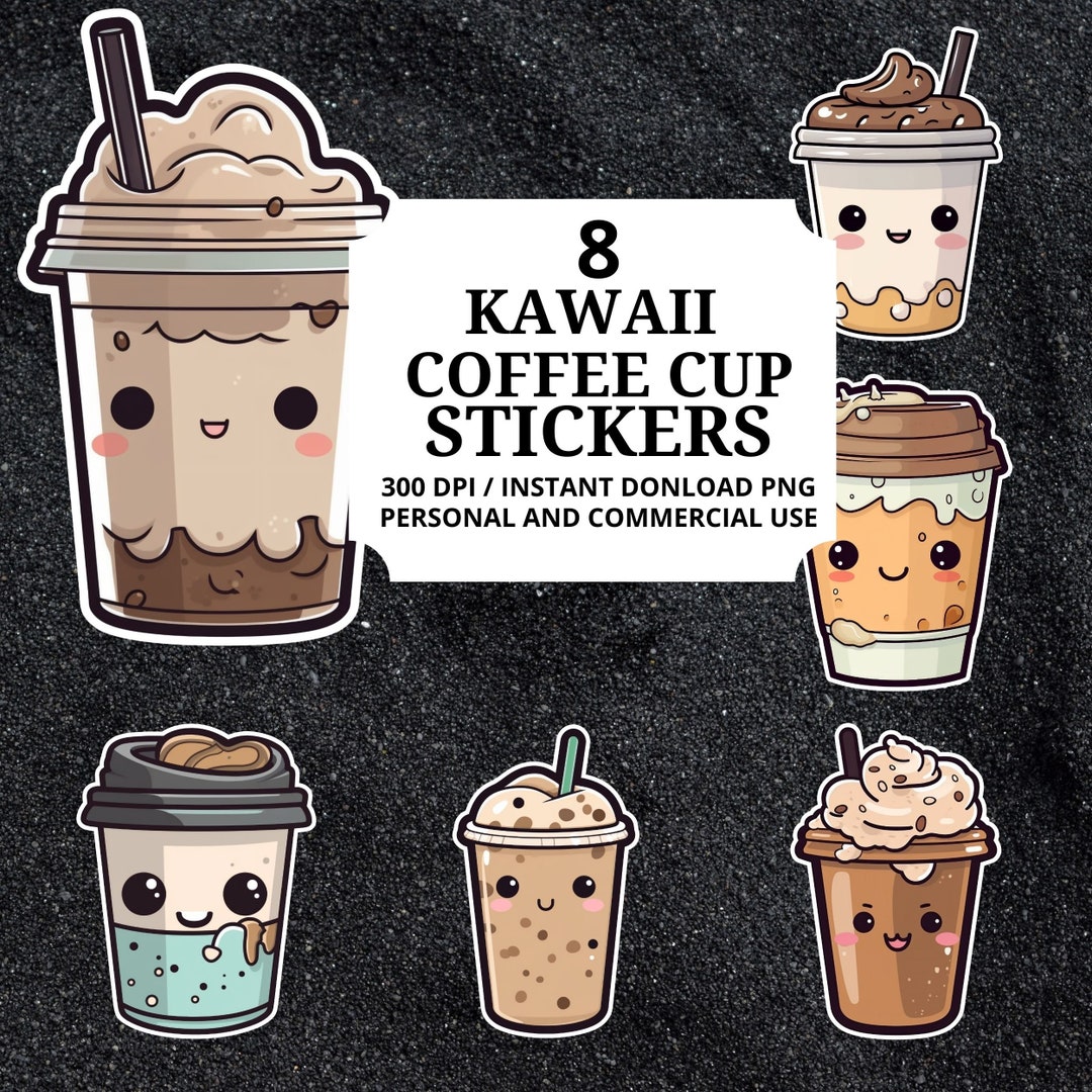 8 Kawaii COFFEE CUP Clipart Set, Kawaii Coffee Clip Art, Printable ...