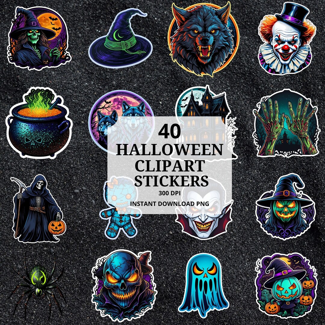 40 Halloween Sticker Pack Digital Stickers Pack, Halloween Sticker ...