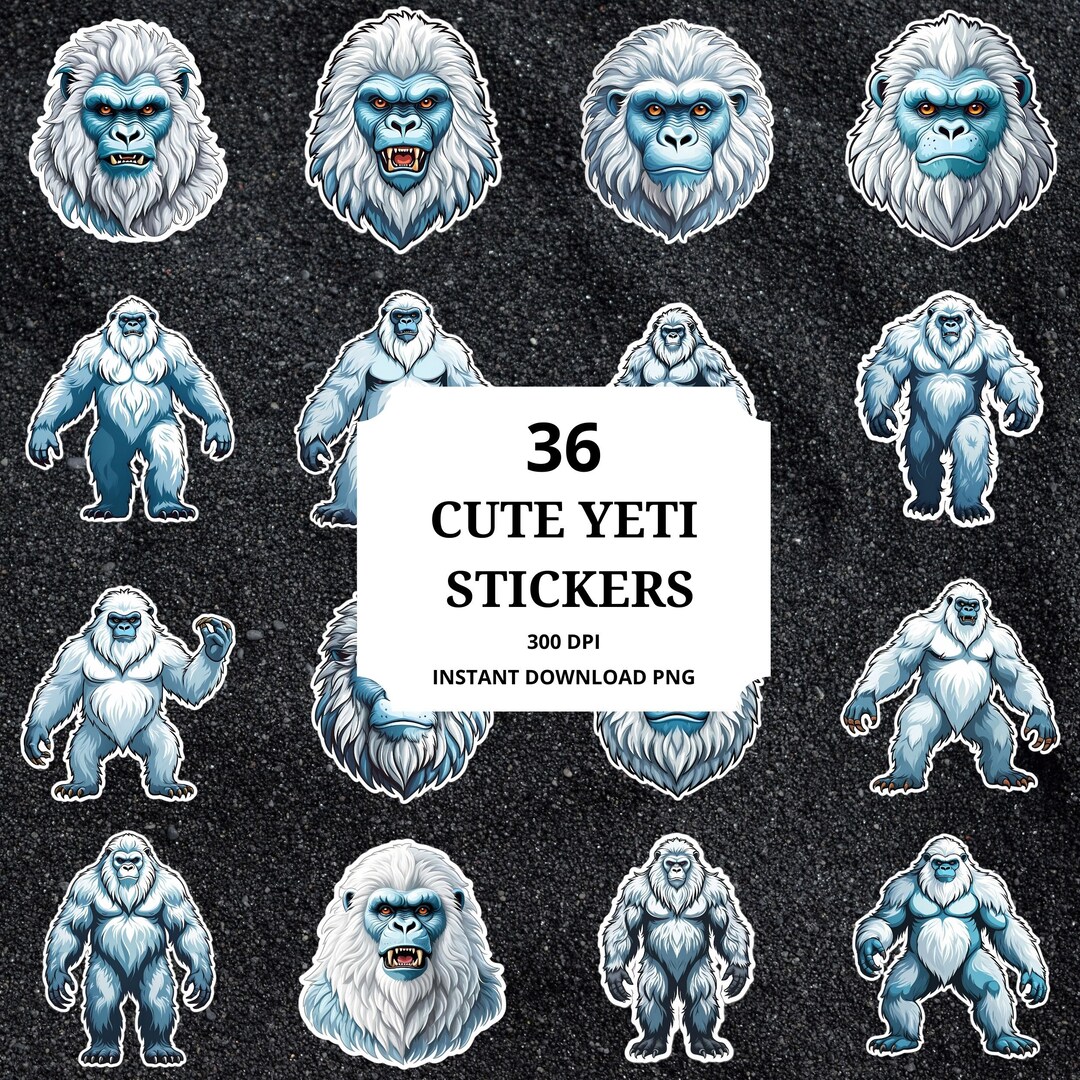 36 Realistic YETI Stickers Clipart Bundle, Yeti Png, Yeti Vinyl ...