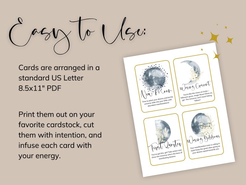 MOONIFEST: Printable Moon Phase Cards | Oracle Deck | Moon Manifesting ...
