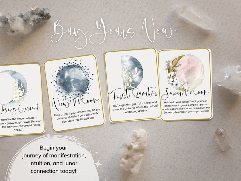 MOONIFEST: Printable Moon Phase Cards | Oracle Deck | Moon Manifesting ...
