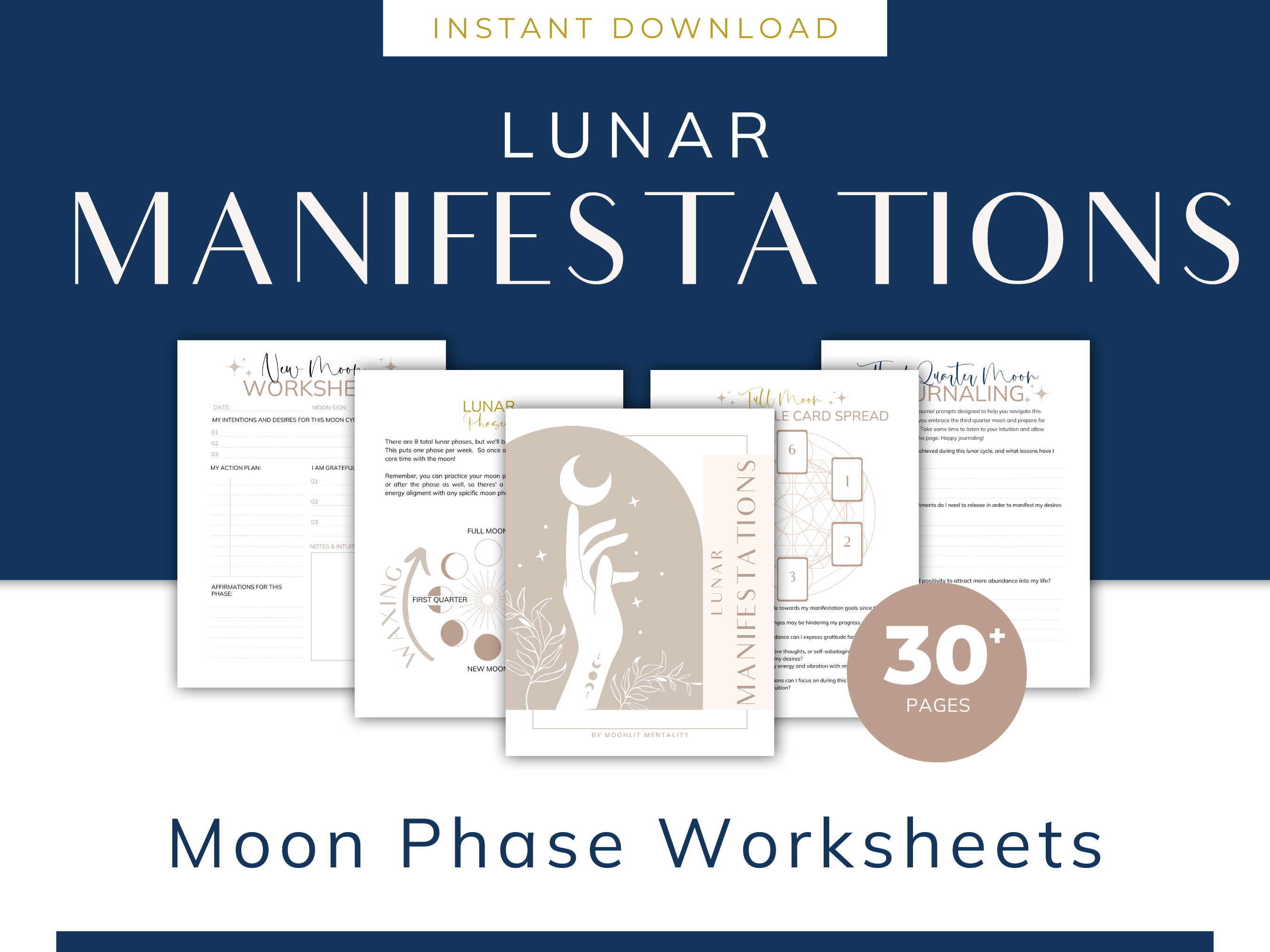 Lunar Manifestations Moon Phase Journal Pack | Moon Manifesting | Moon ...