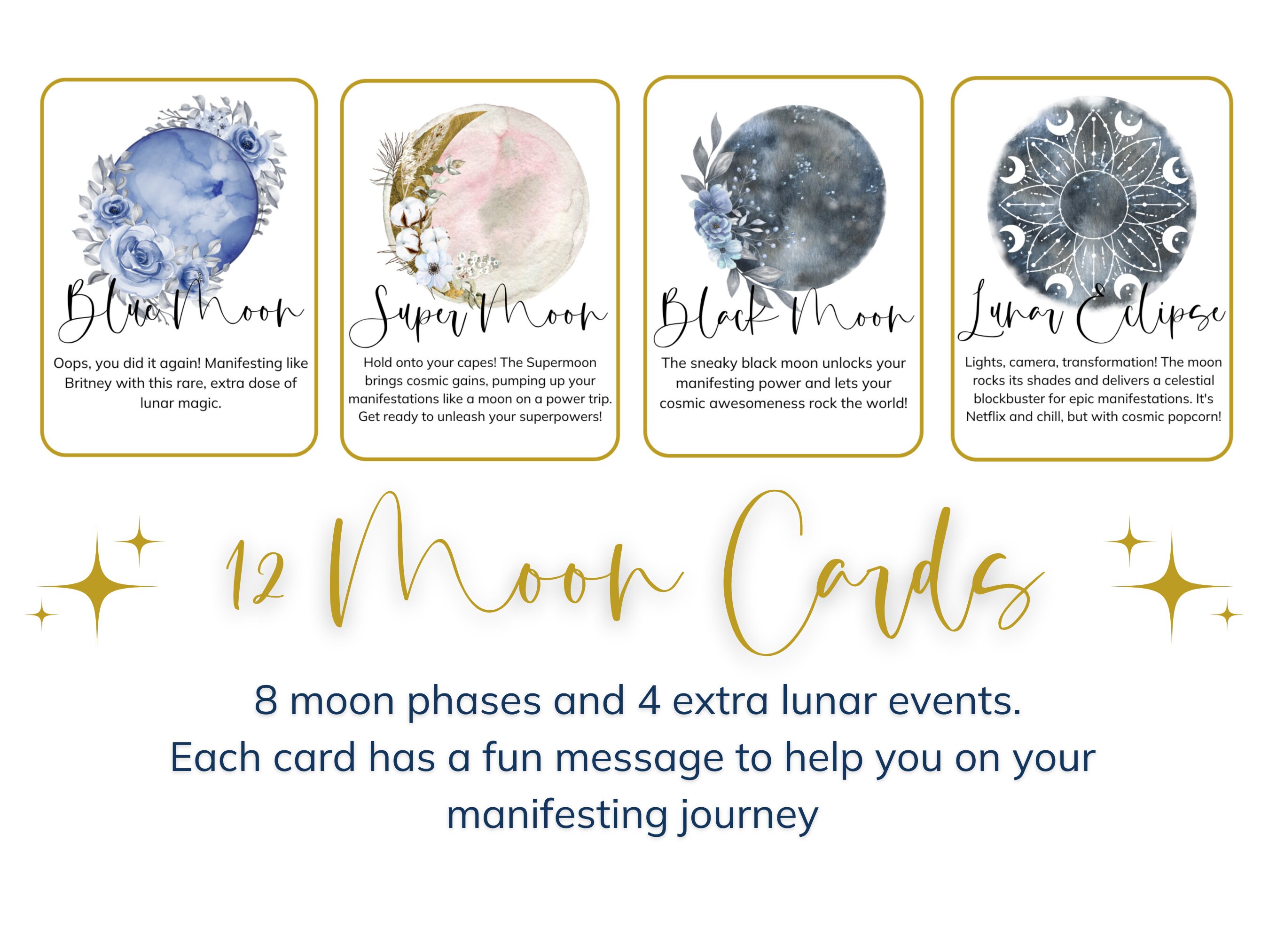MOONIFEST: Printable Moon Phase Cards | Oracle Deck | Moon Manifesting ...