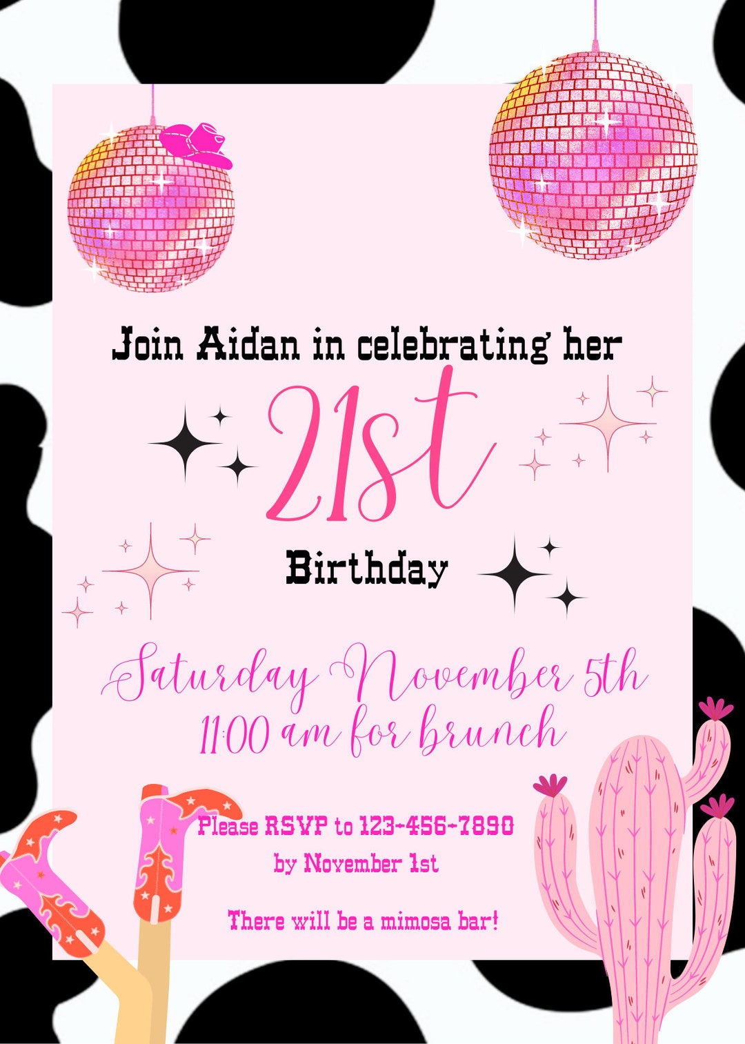 Disco Cowgirl Birthday Invitation - Etsy