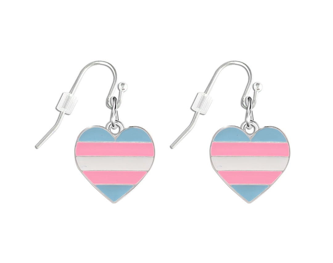 Transgender Flag Heart Earrings Bulk Quantities Available - Etsy