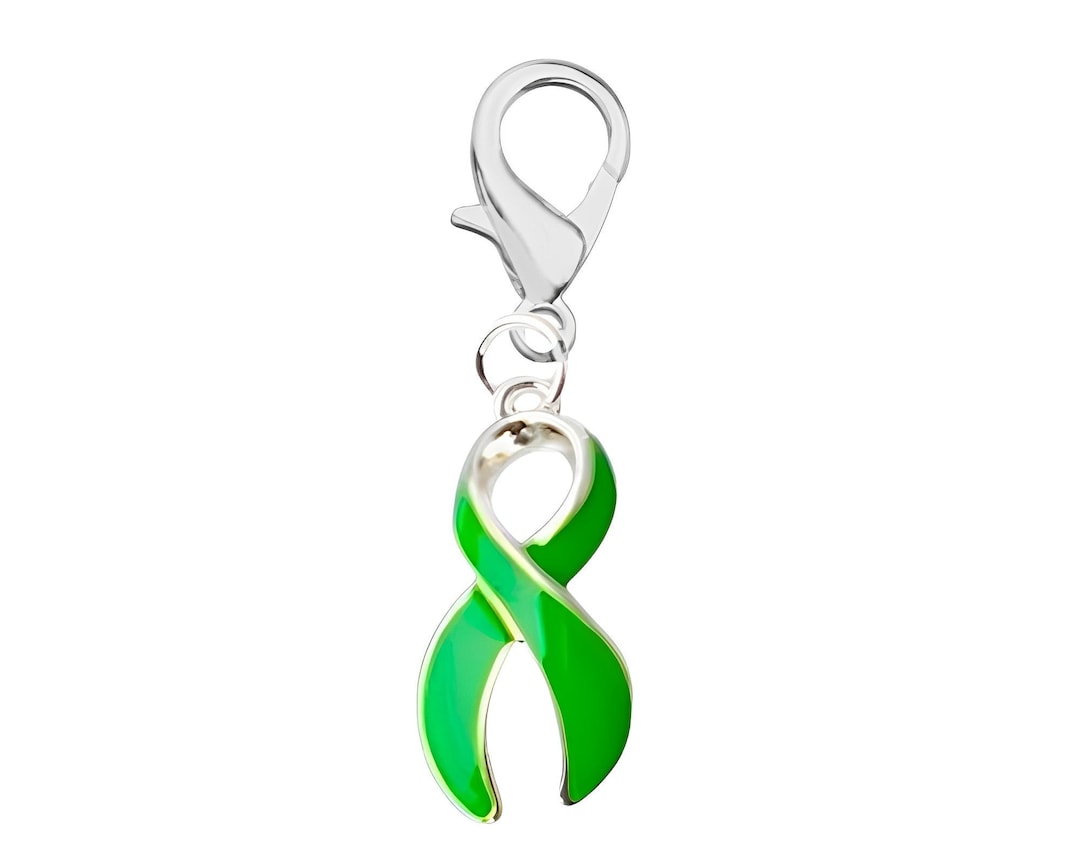 Large Size Green Ribbon Hanging Charms for Mental Health Awareness Bulk ...