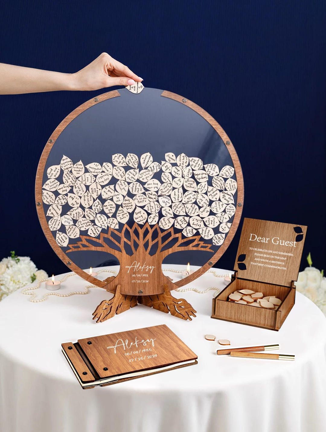 Funeral Guest Book, Funeral Guest Book Alternative Custom Wooden ...