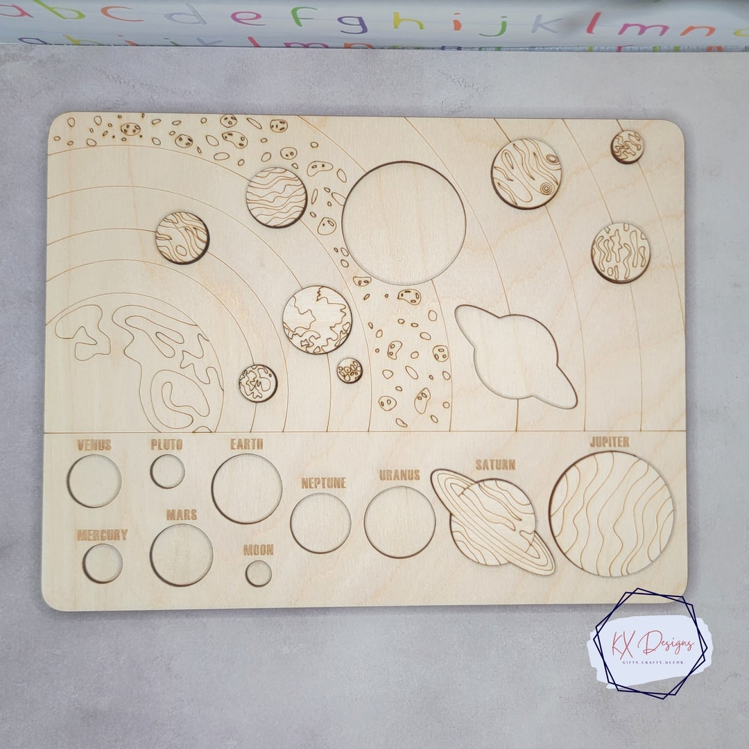 Solar System Puzzle, Wooden Puzzle, Planets, Moon, Dwarf Planet ...