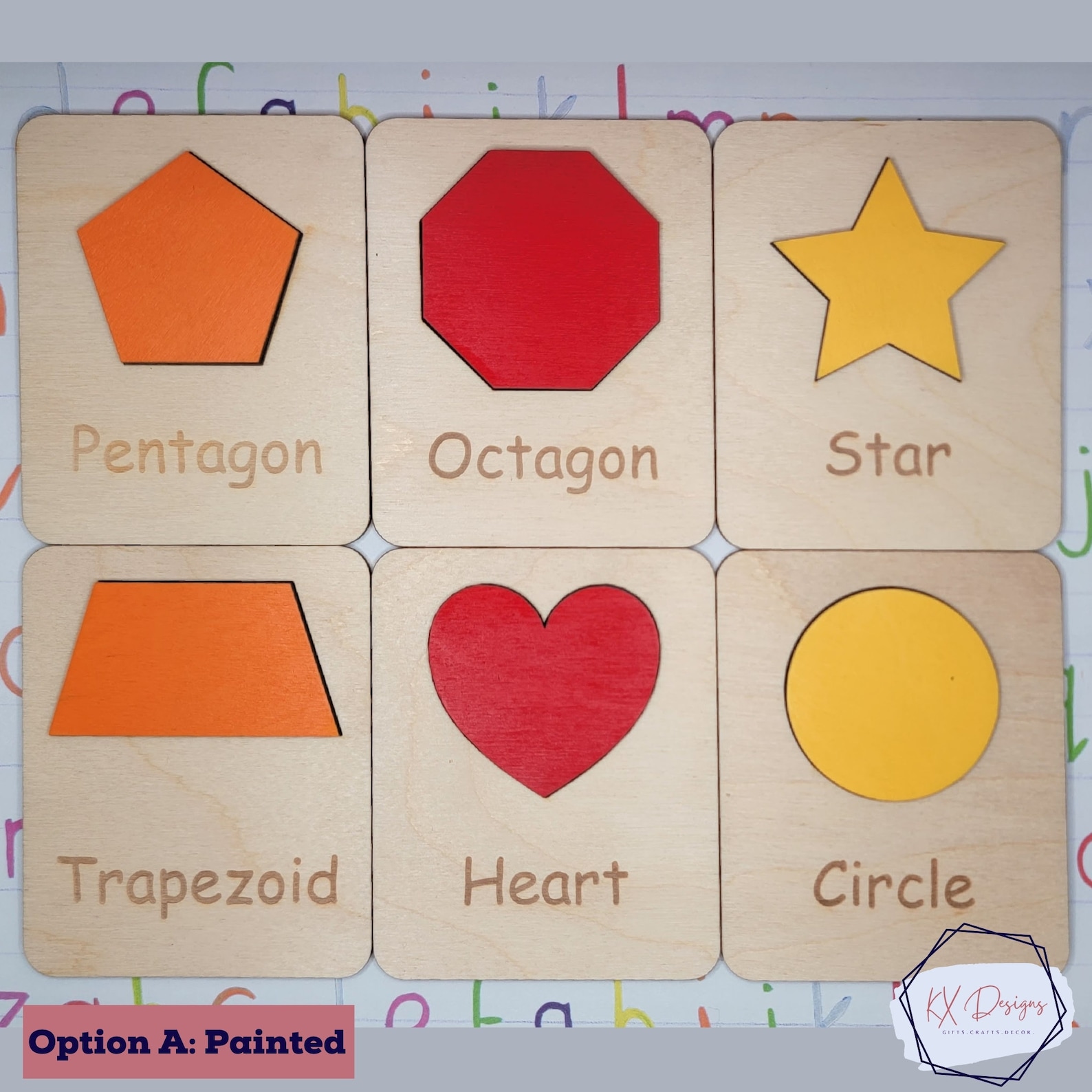 Wooden Shape Cards Set: Puzzle, Tracing Stencil & Flashcard Set - All ...