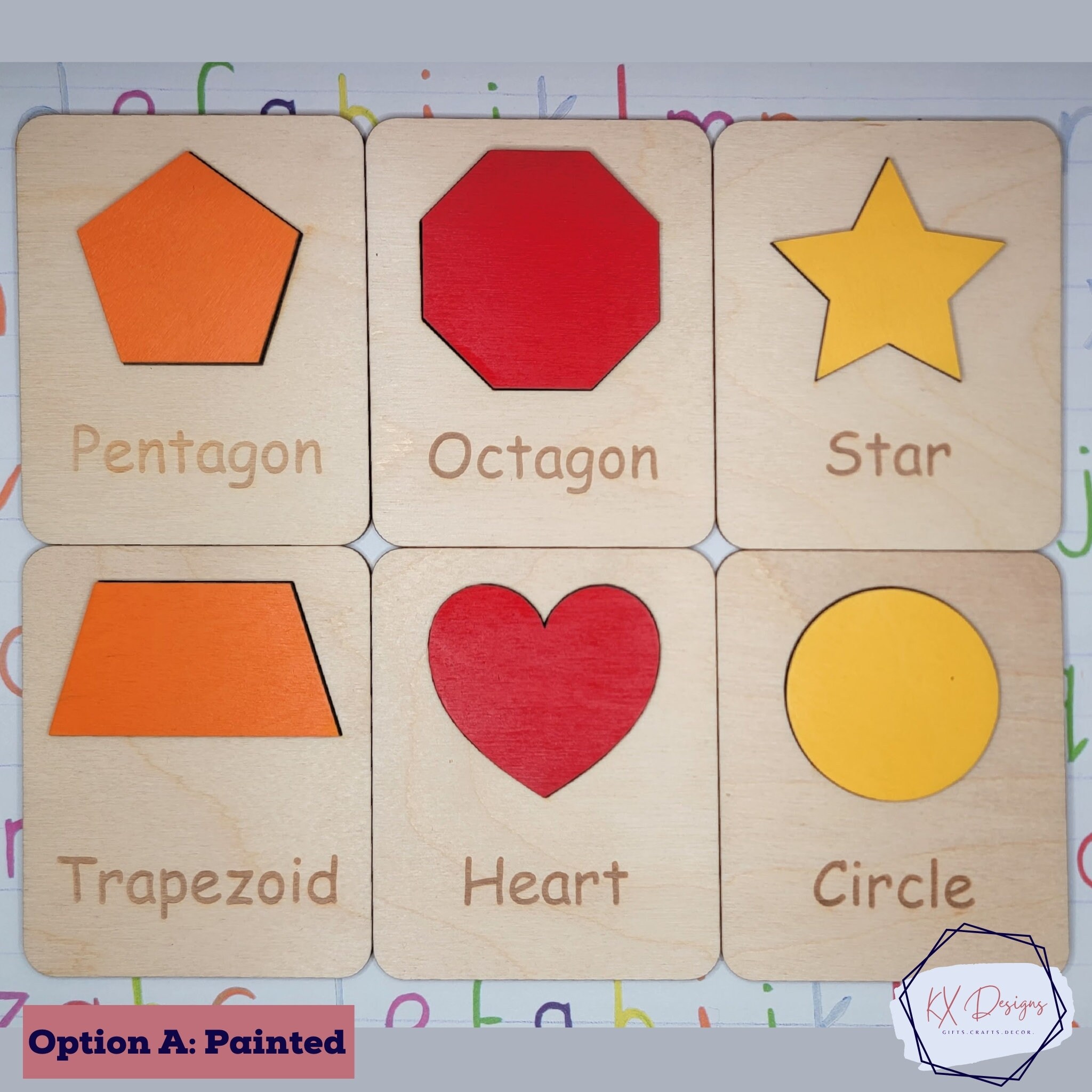 Wooden Shape Cards Set: Puzzle, Tracing Stencil & Flashcard Set - All ...