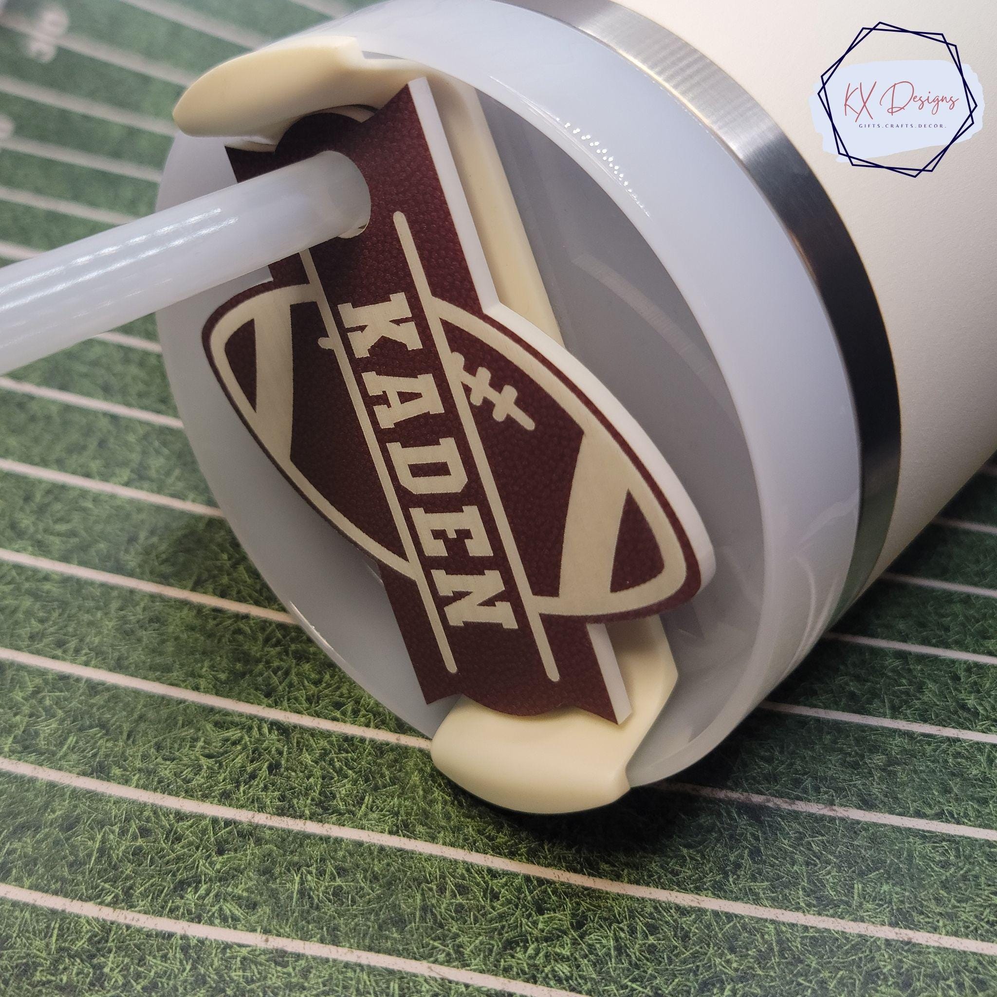 Football Name Plate | Custom Name Tag | Stanley Topper | Tumbler Cup ...