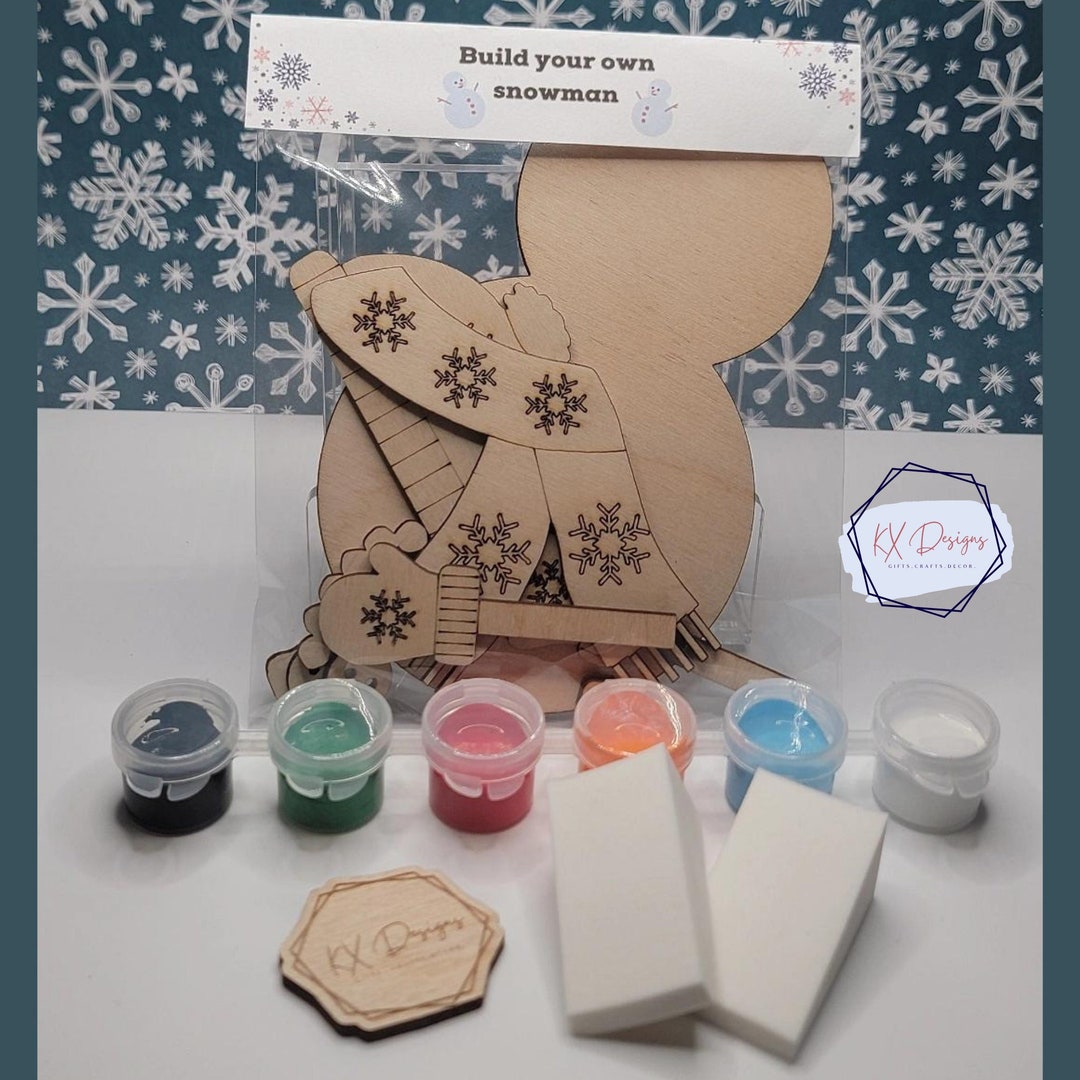 Snowman DIY Kit, DIY Craft Kit, Wooden Diy Kit for Kids, Paint Supplies ...