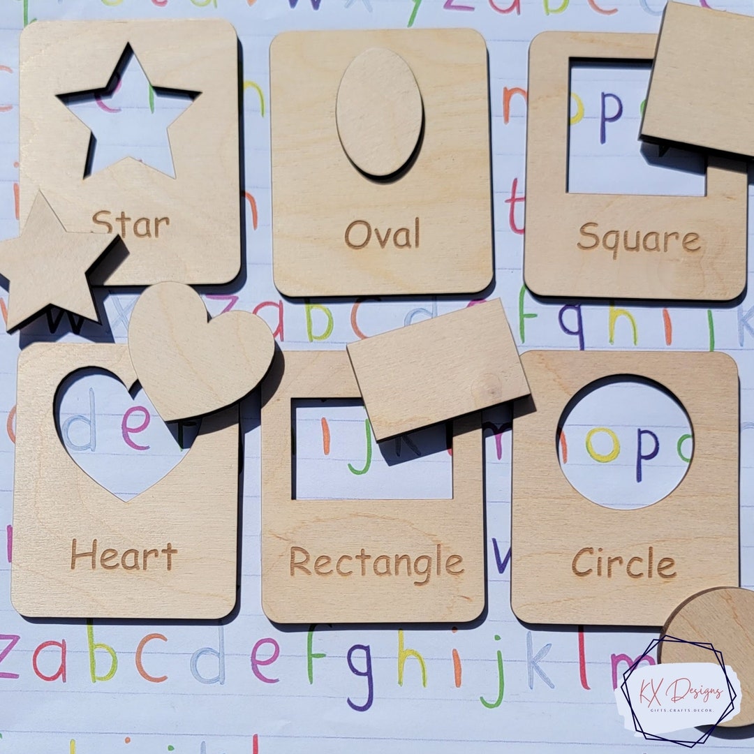 Wooden Shape Cards Set: Puzzle, Tracing Stencil & Flashcard Set - All ...
