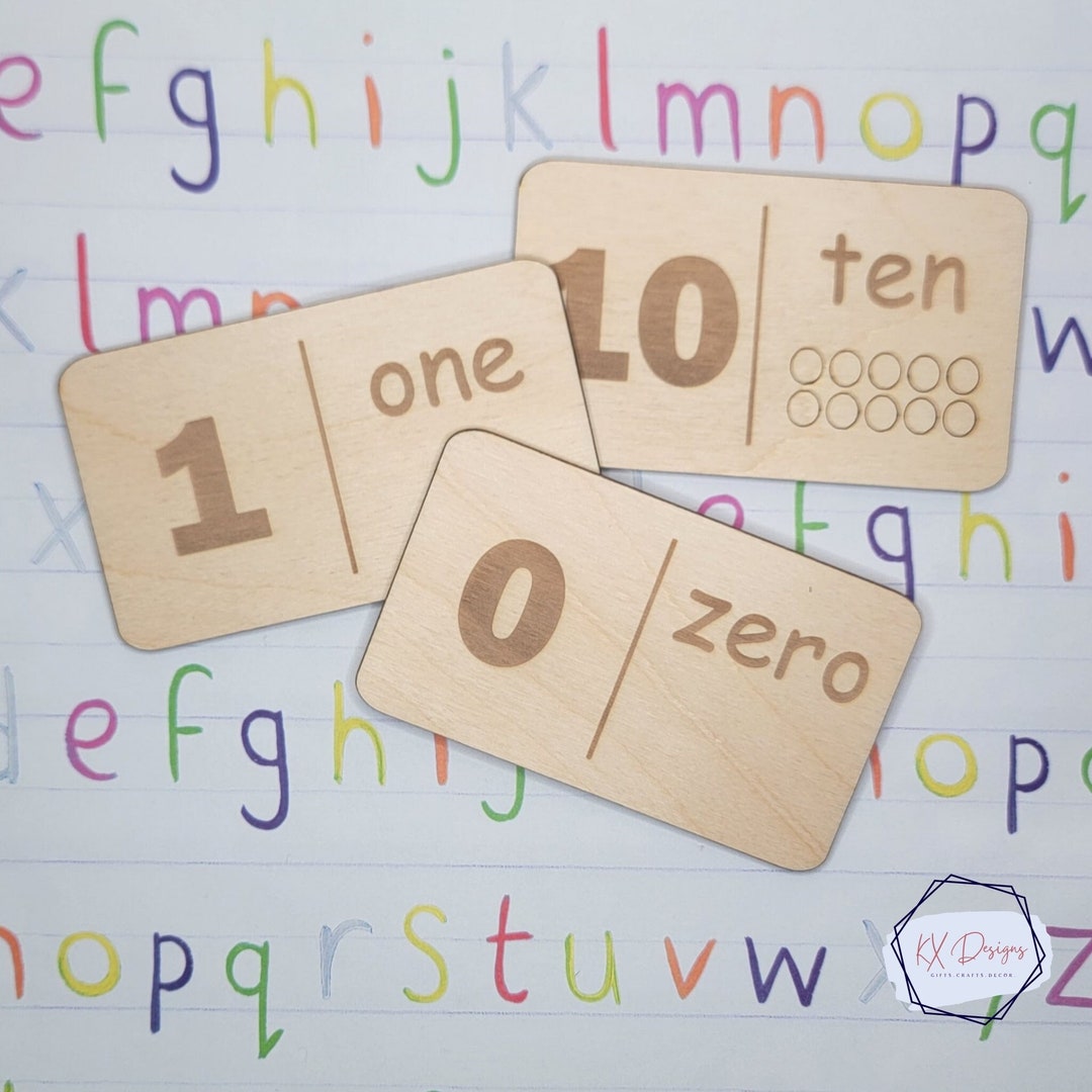 Numbers and Counting Flashcards, Wood, Math Flashcards, 0-10 (ones), 10 ...