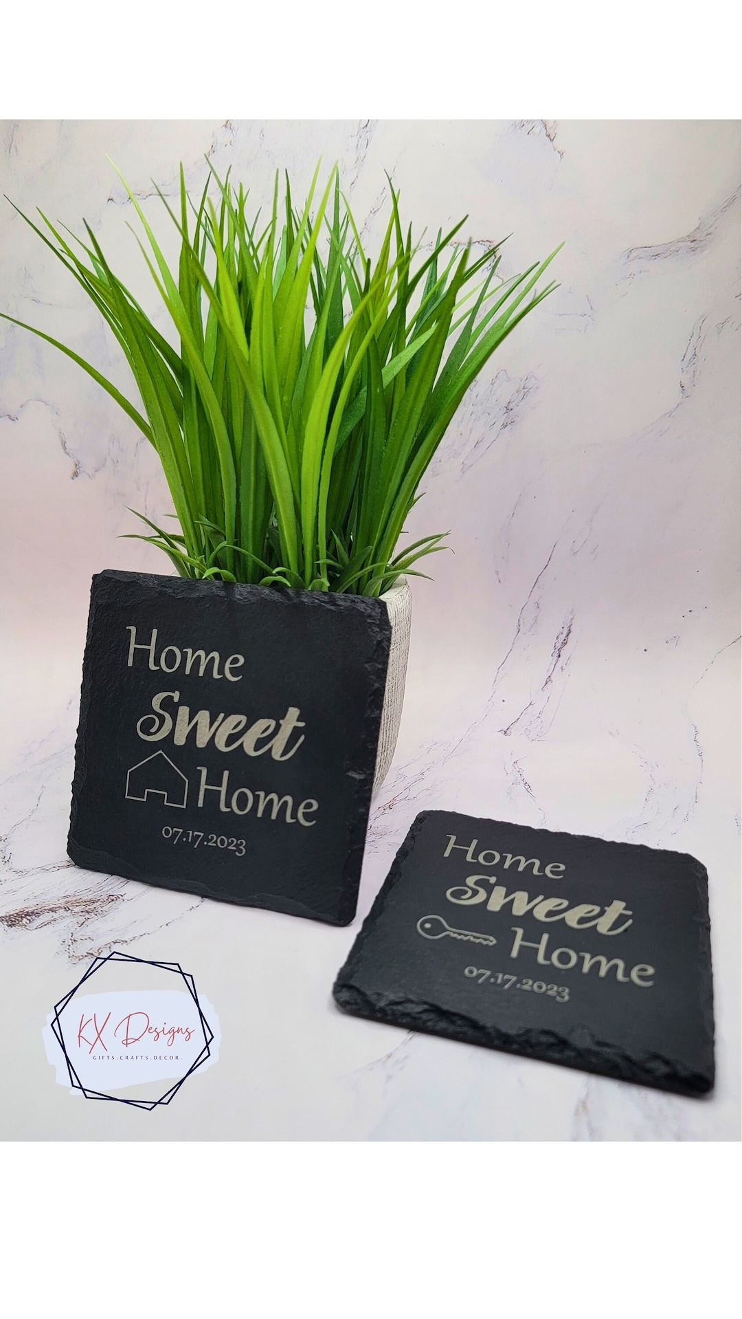 Personalized Laser Engraved Slate Coasters - Home Sweet Home | Set of 4 ...