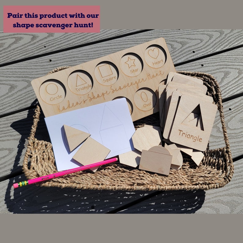 Wooden Shape Cards Set: Puzzle, Tracing Stencil & Flashcard Set - All ...
