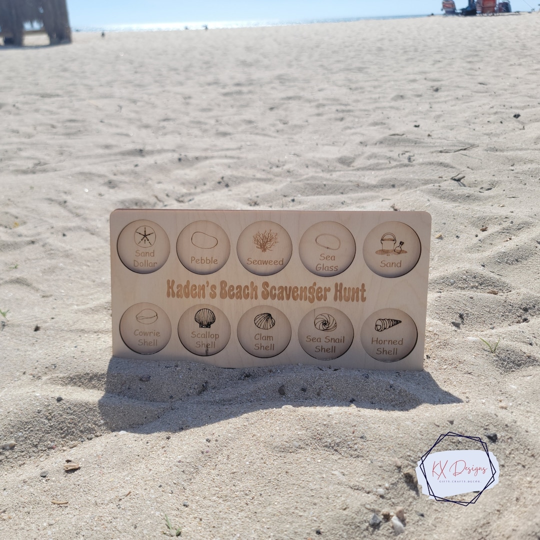 Beach Scavenger Hunt Custom Gift for Kids, Wooden Outdoor Hands-on ...