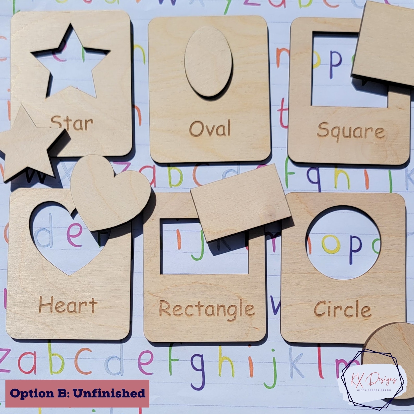 Wooden Shape Cards Set: Puzzle, Tracing Stencil & Flashcard Set - All ...