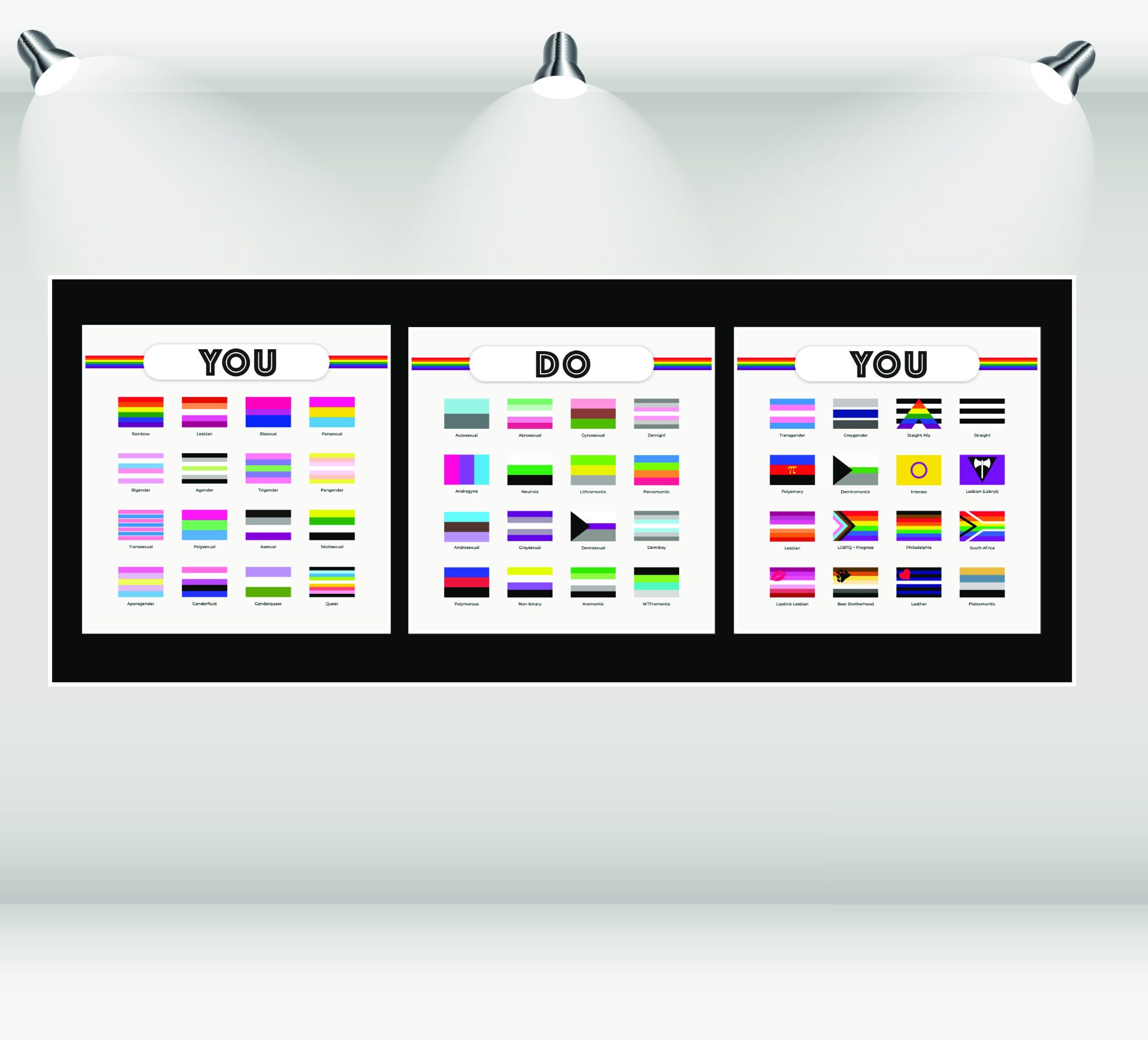 Buy LGBTQIA Pride Flag 3 Panel Wall Art Poster Collection of LGBT ...