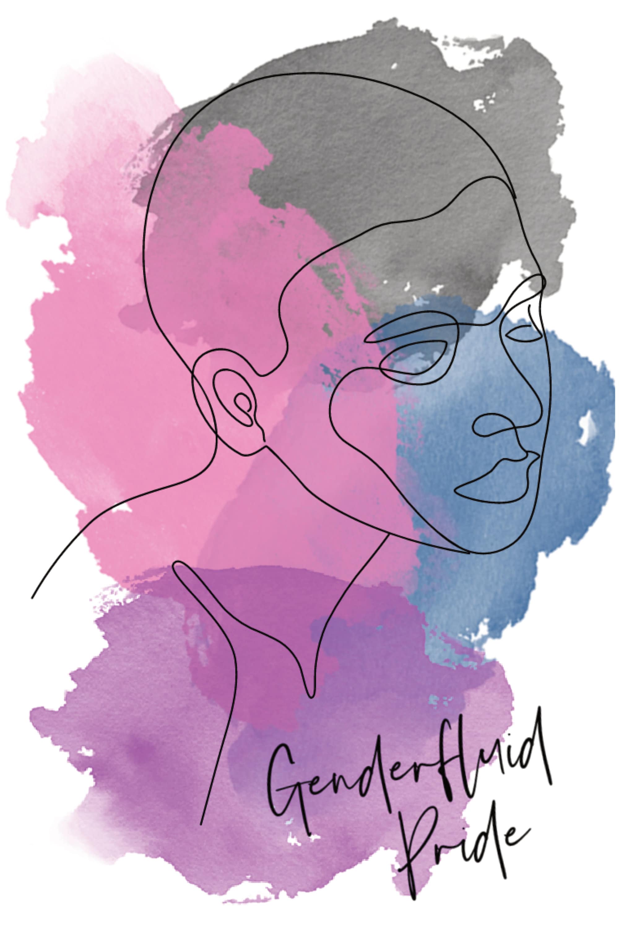 Minimal Line Art Gender Fluid Pride Gift for Gender Fluid Decor Gender ...