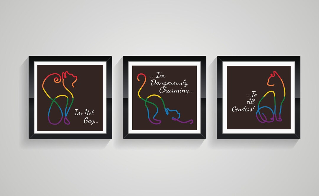 LGBTQIA Pride 3 Panel Wall Art Minimalist Decor Art Gift for Gay Man ...