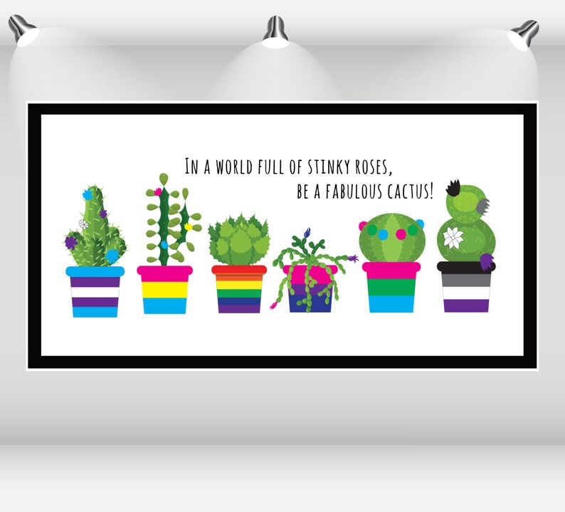 LGBTQIA Pride Art Gift for Gay Lesbian Pansexual Bi Decor Rainbow Pride ...