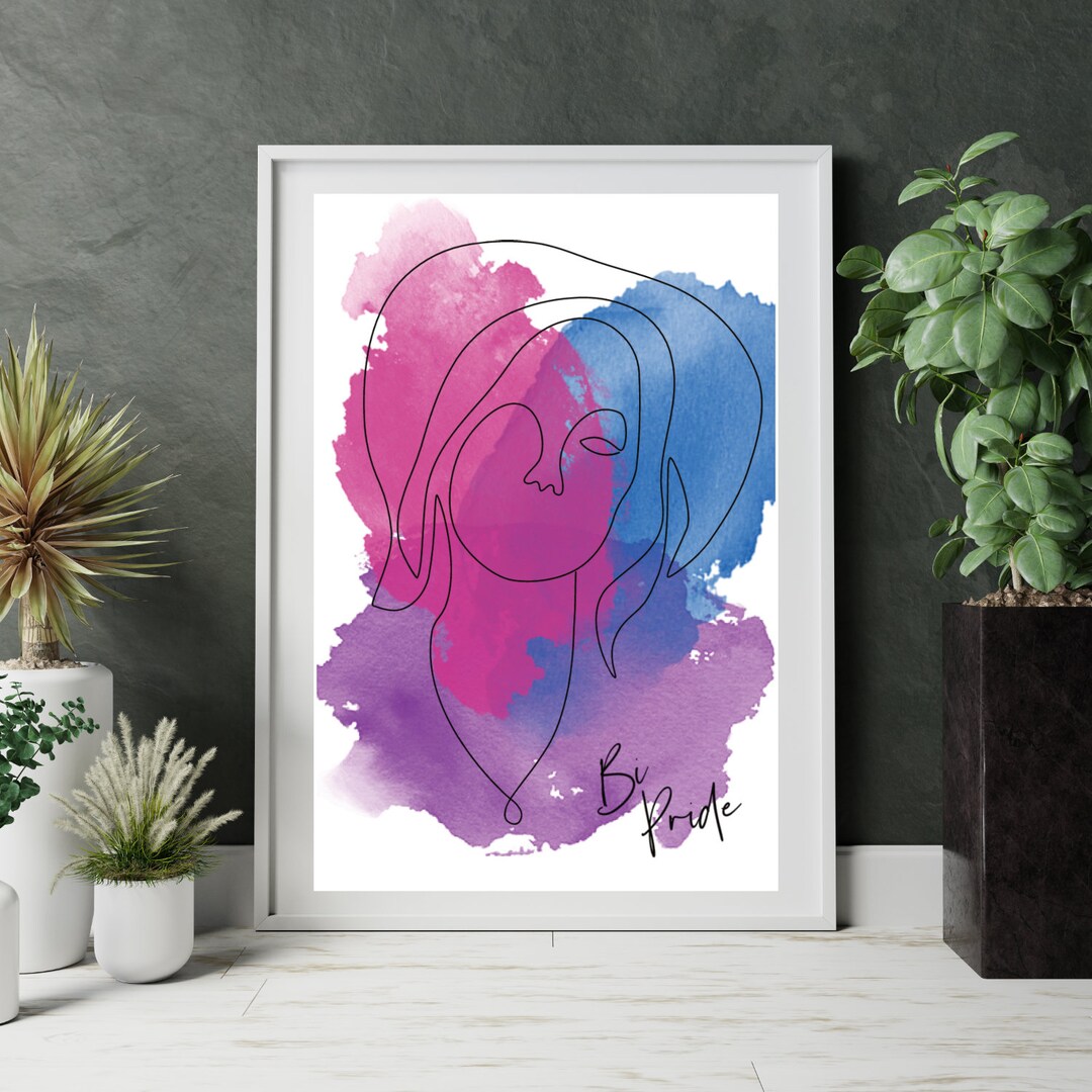 Minimal Line Art Bisexual Pride Gift for Bisexual Decor for Bipride ...