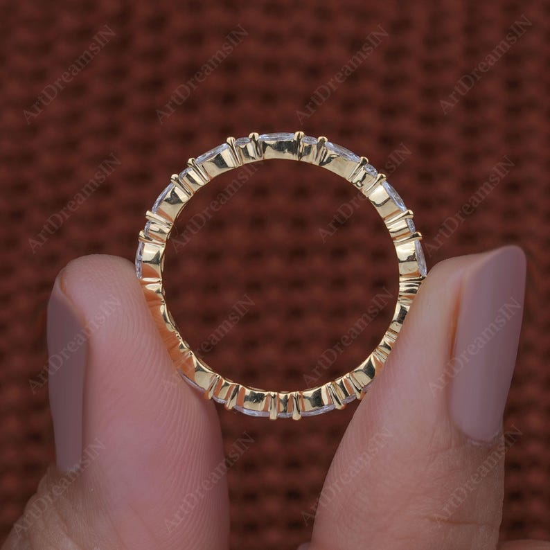 Dainty 1.5MM Lab Grown Diamond Wedding Band: Marquise & Round Eternity ...