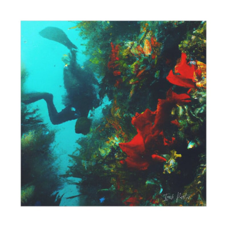 Suba Diving Wall Art, Seascape Painting on Canvas, Corals Wall Art ...