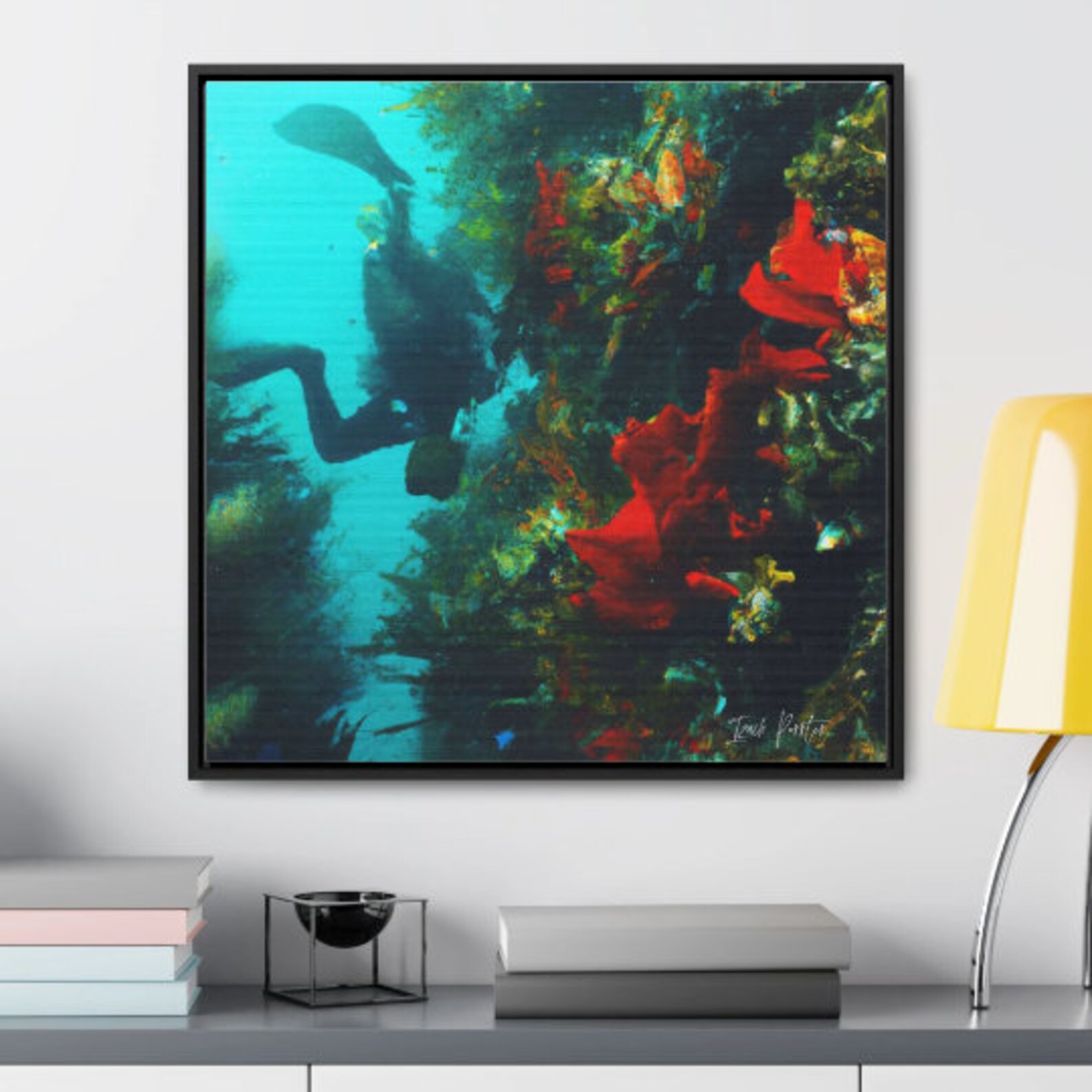 Suba Diving Wall Art, Seascape Painting on Canvas, Corals Wall Art ...