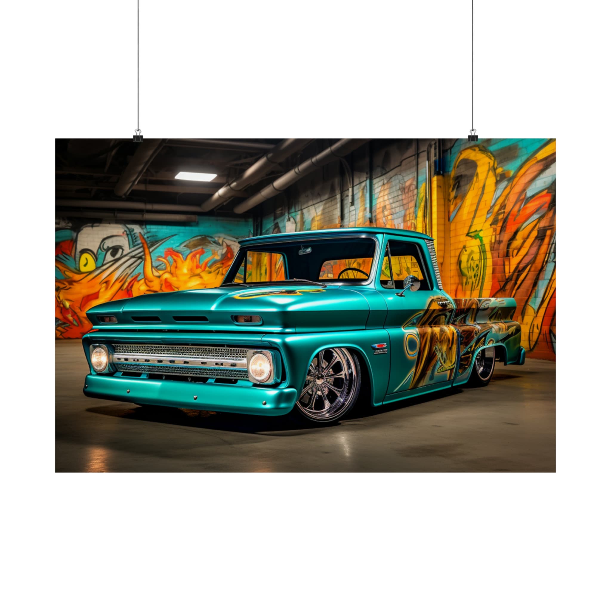 Chevy C10 With Graffiti Graphics Lowrider Trucks Matte Horizontal ...