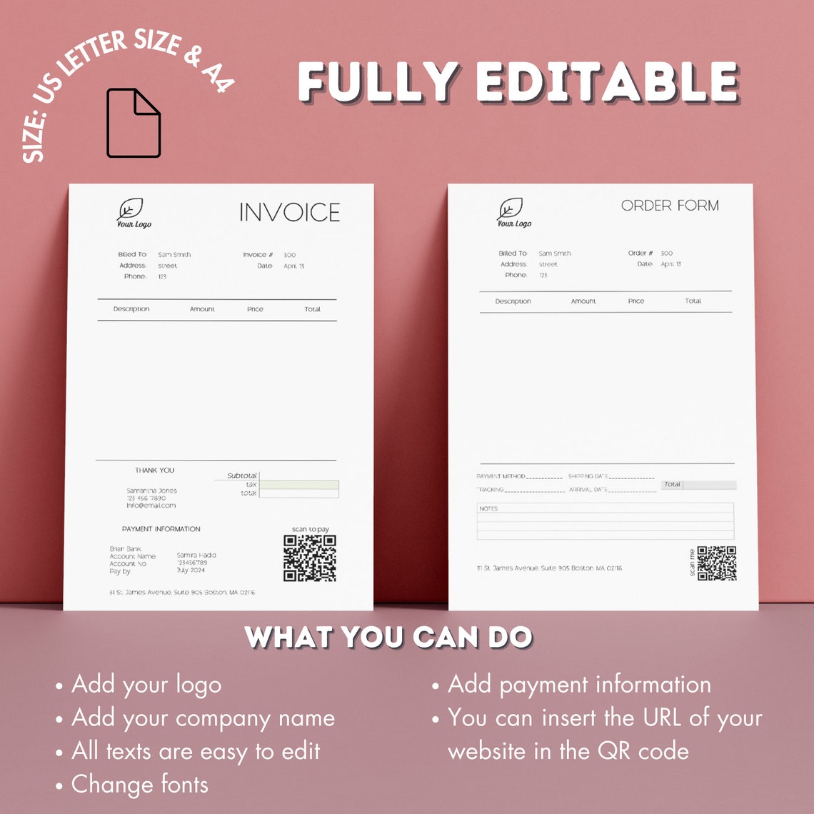 Invoice Template Word Excel Template Spreadsheet Template Order Form ...