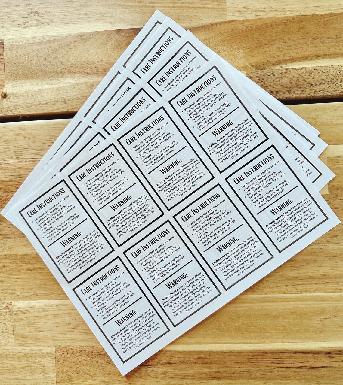 Warning Label | Care Instructions | Printable for Handmade Items ...